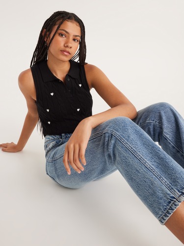 Raffie Sleeveless Cable Polo