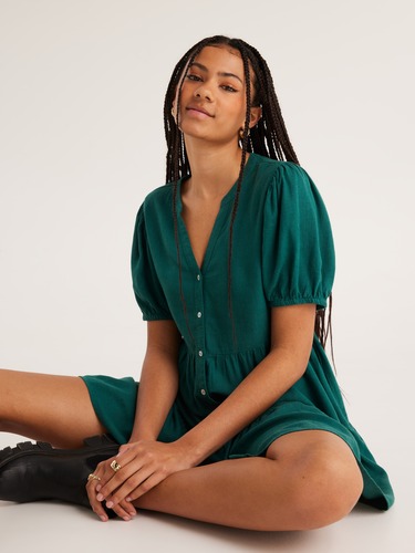 Linen Blend Tatum Button Through Tunic