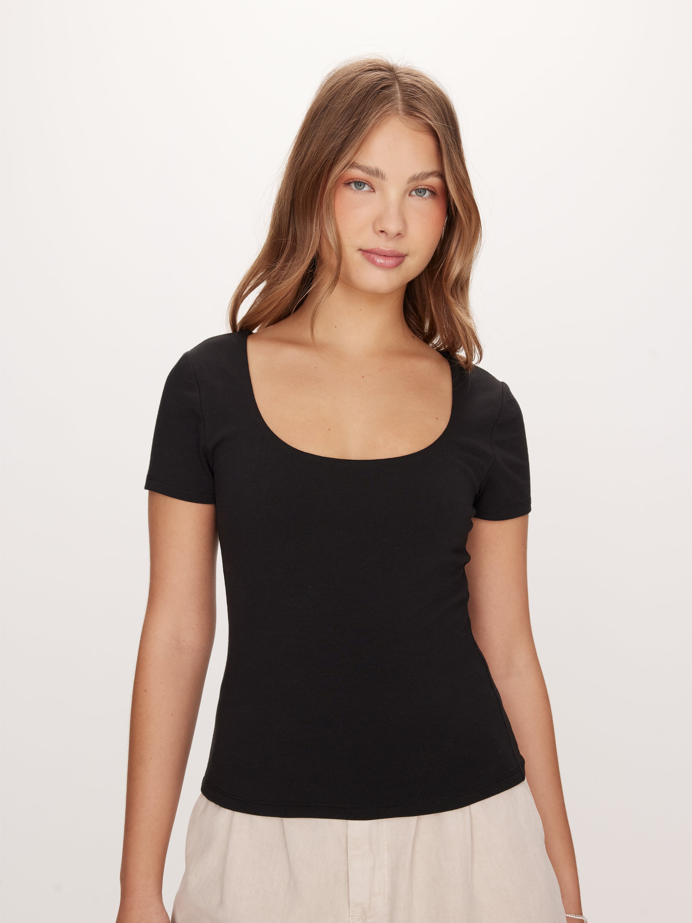 V Scoop Neck Tee - Dotti Online