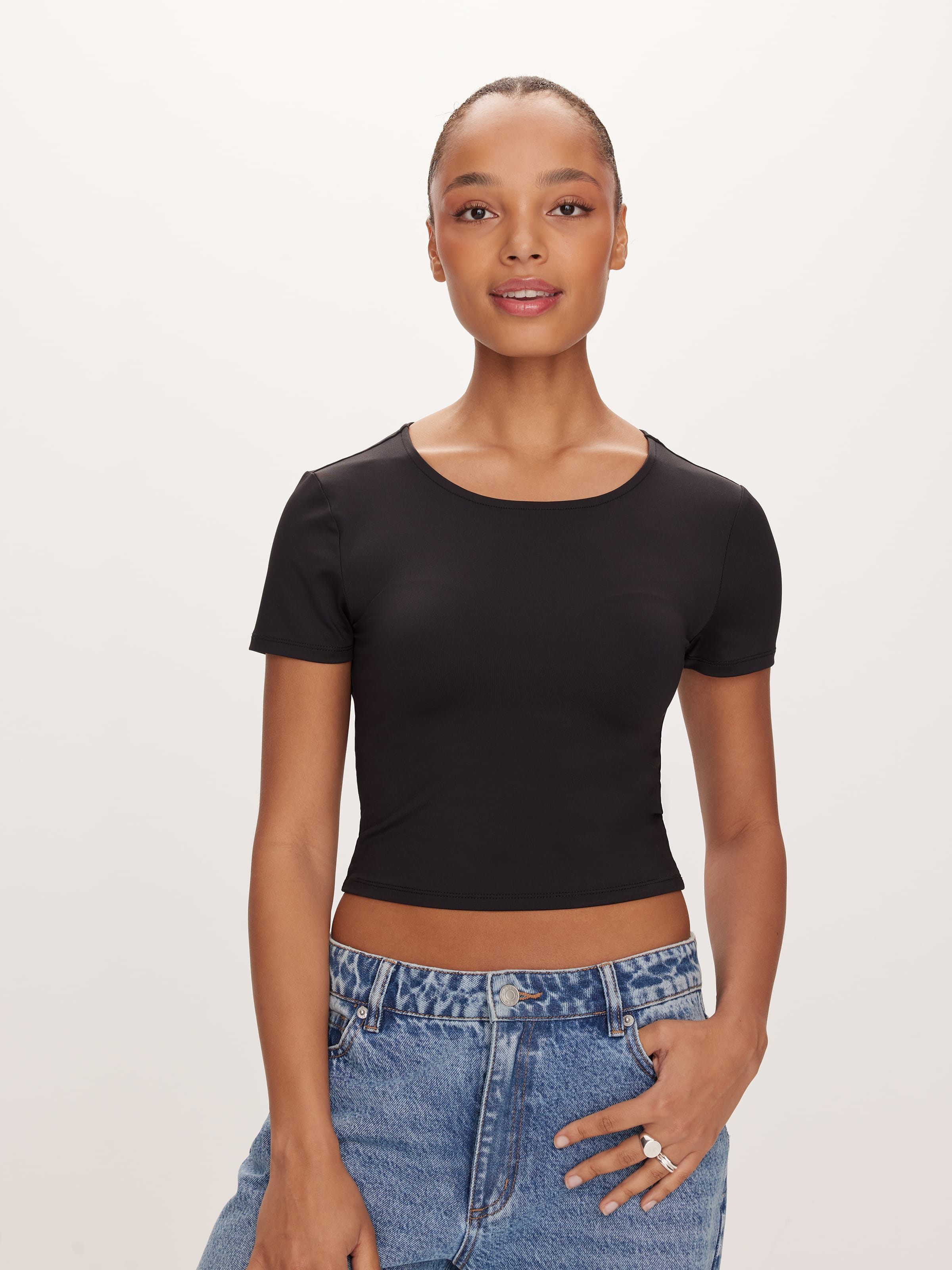 Super Soft V-Neck Crop Tee - Dotti Online
