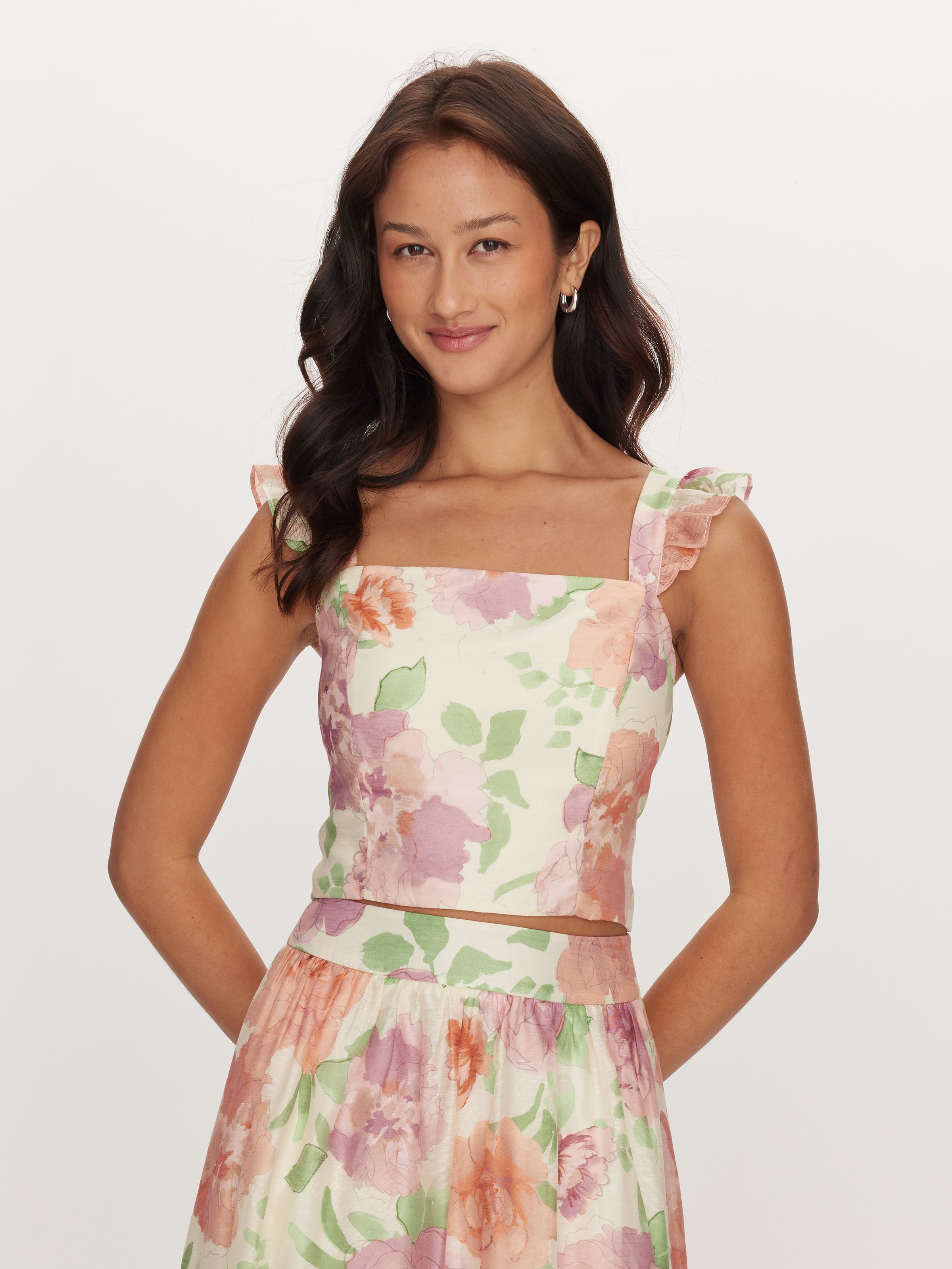 Rihanna Flutter Top Water Colour Gardenia - Dotti Online
