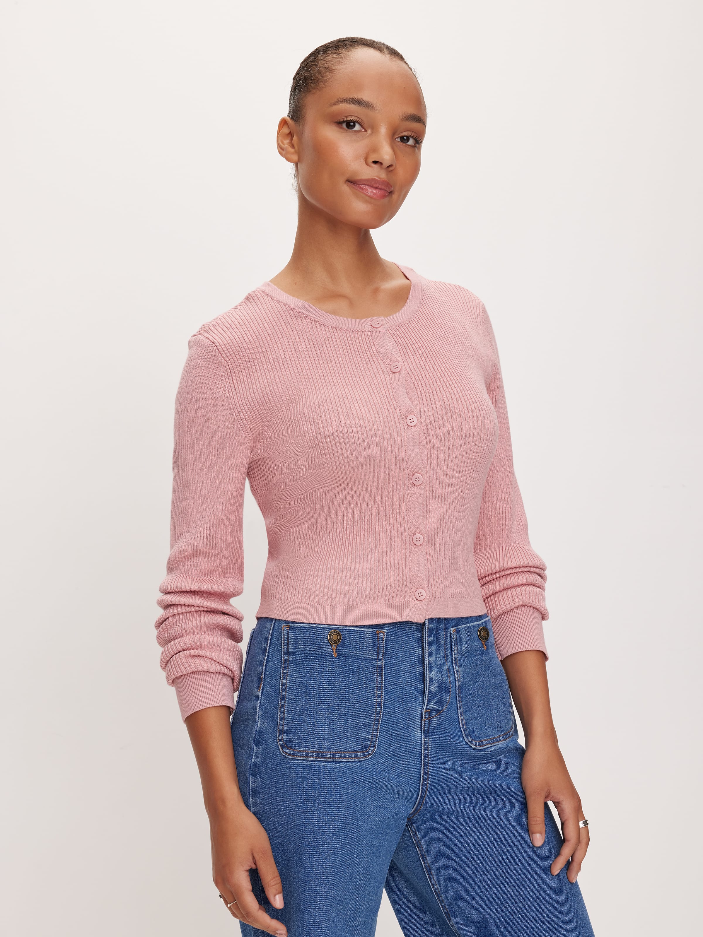 Payton Button Through Knit Cardi Rose Elegance - Dotti Online
