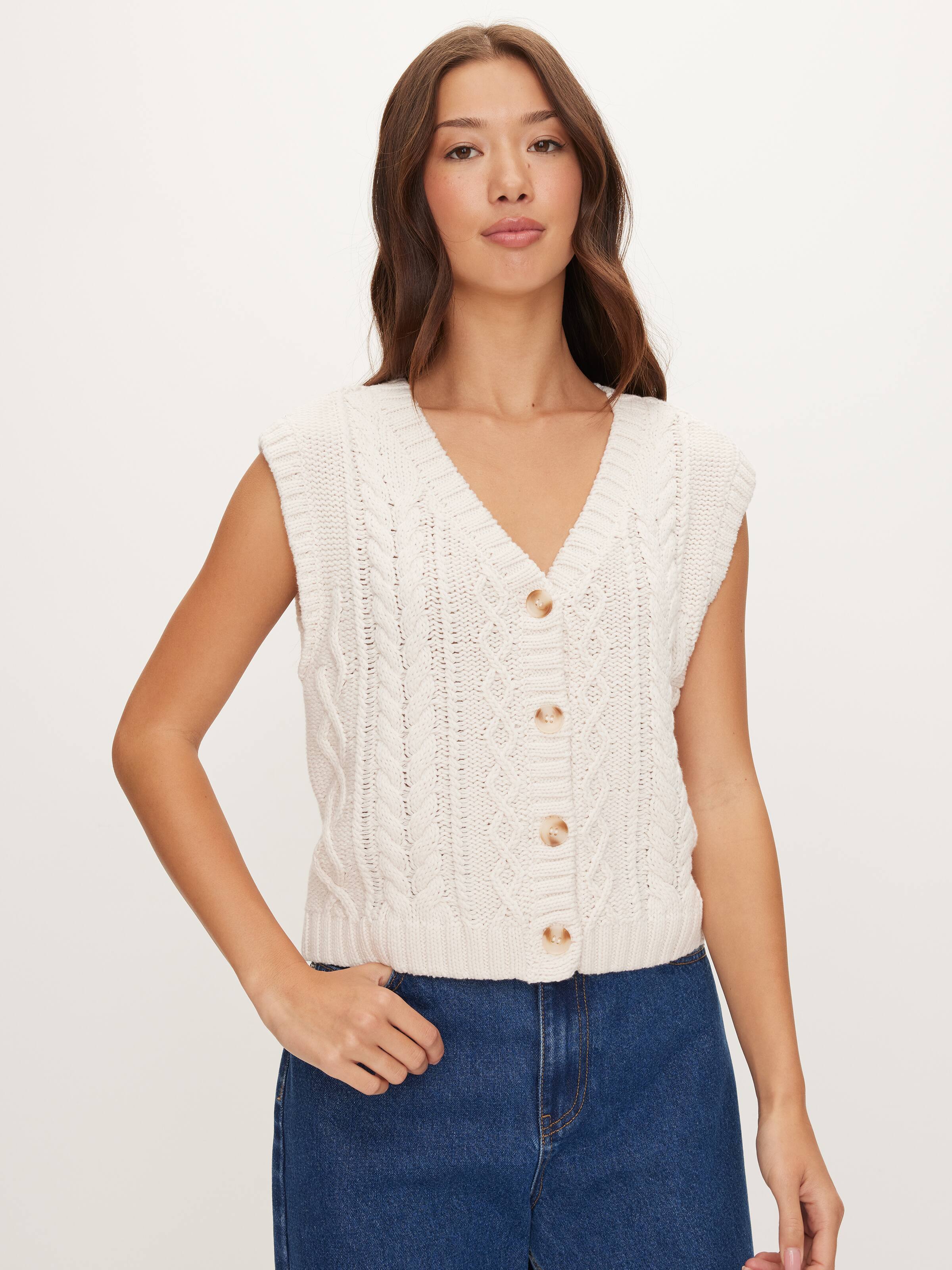 Clarice Cable Knit Vest - Dotti Online