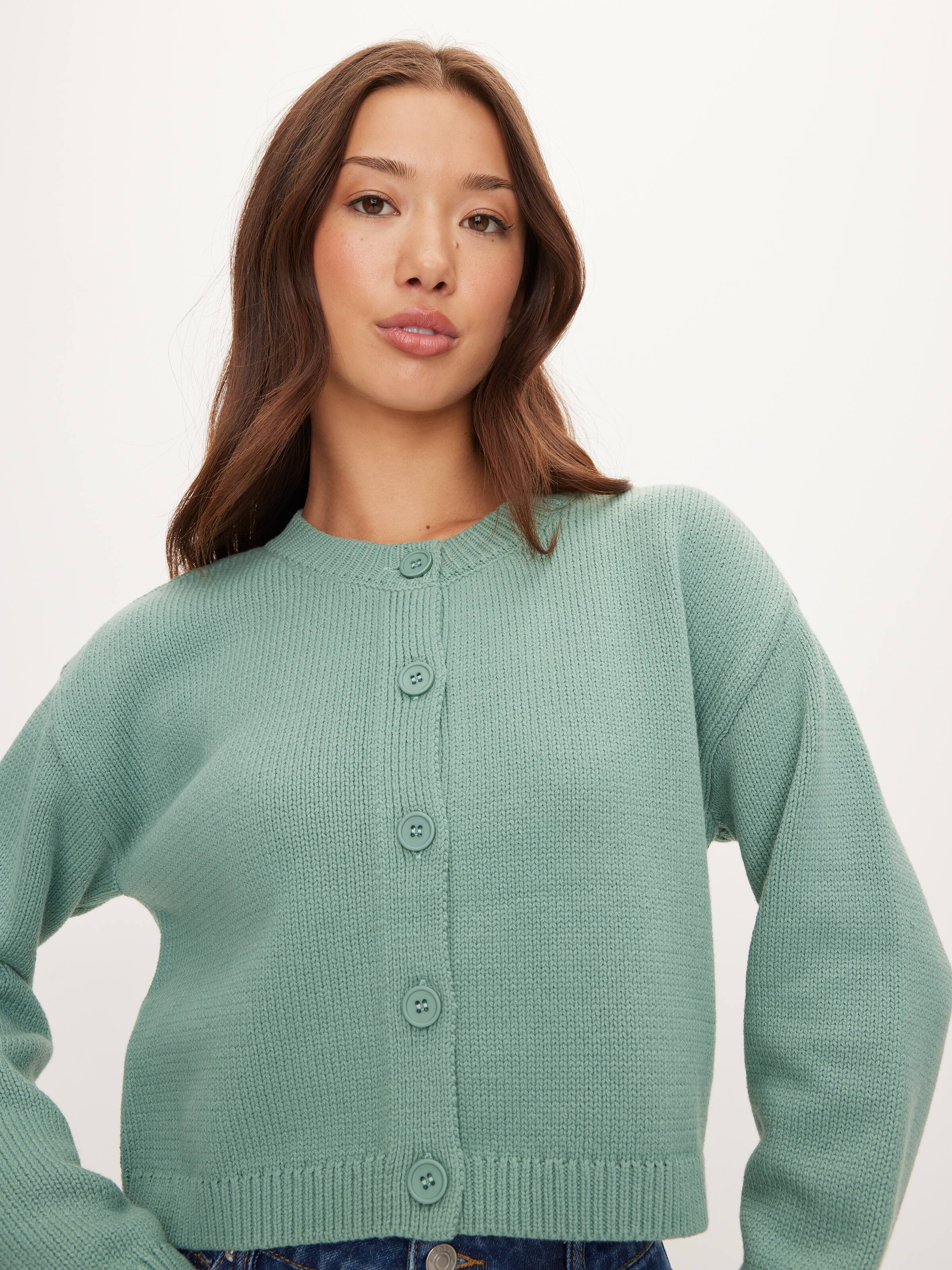 Kai Button Down Cardi Blue Sage - Dotti Online