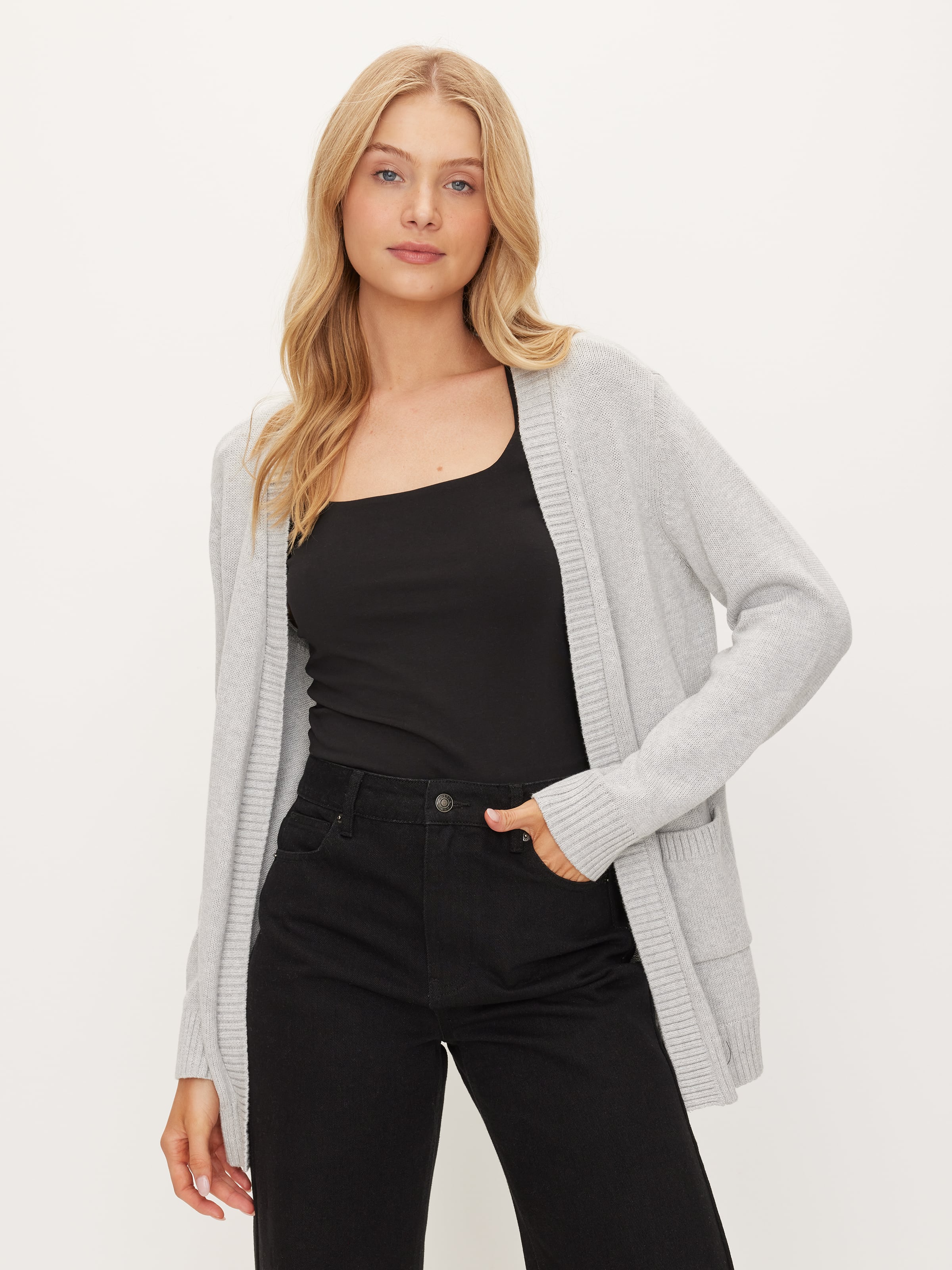 Olivia Long Sleeve Cardigan Grey Marle - Dotti Online