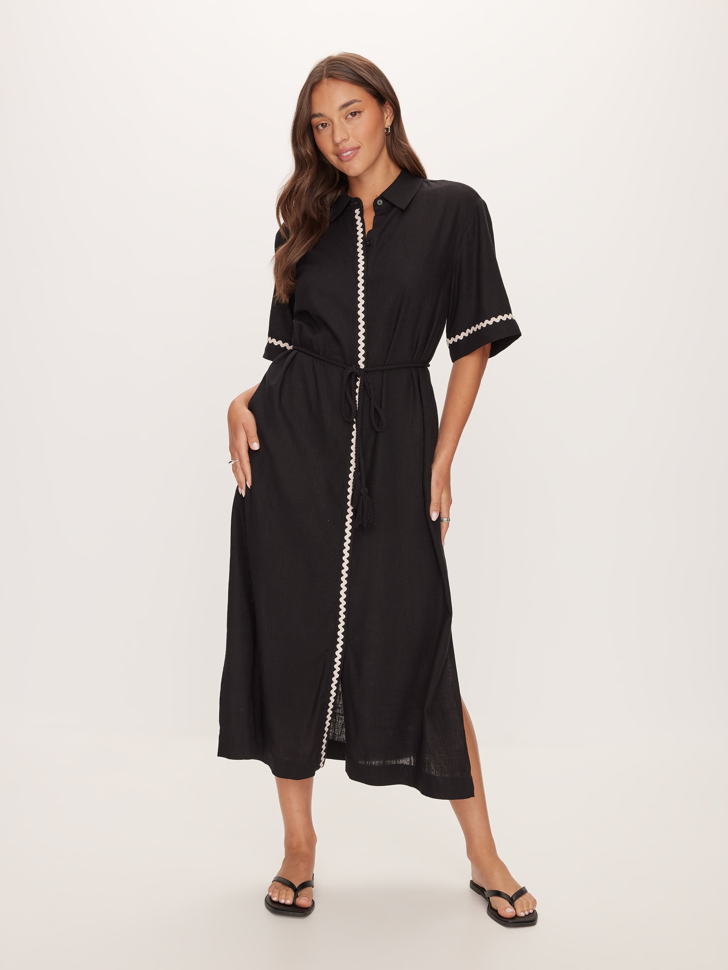 Rick Rack Shirt Midi Dress - Dotti Online