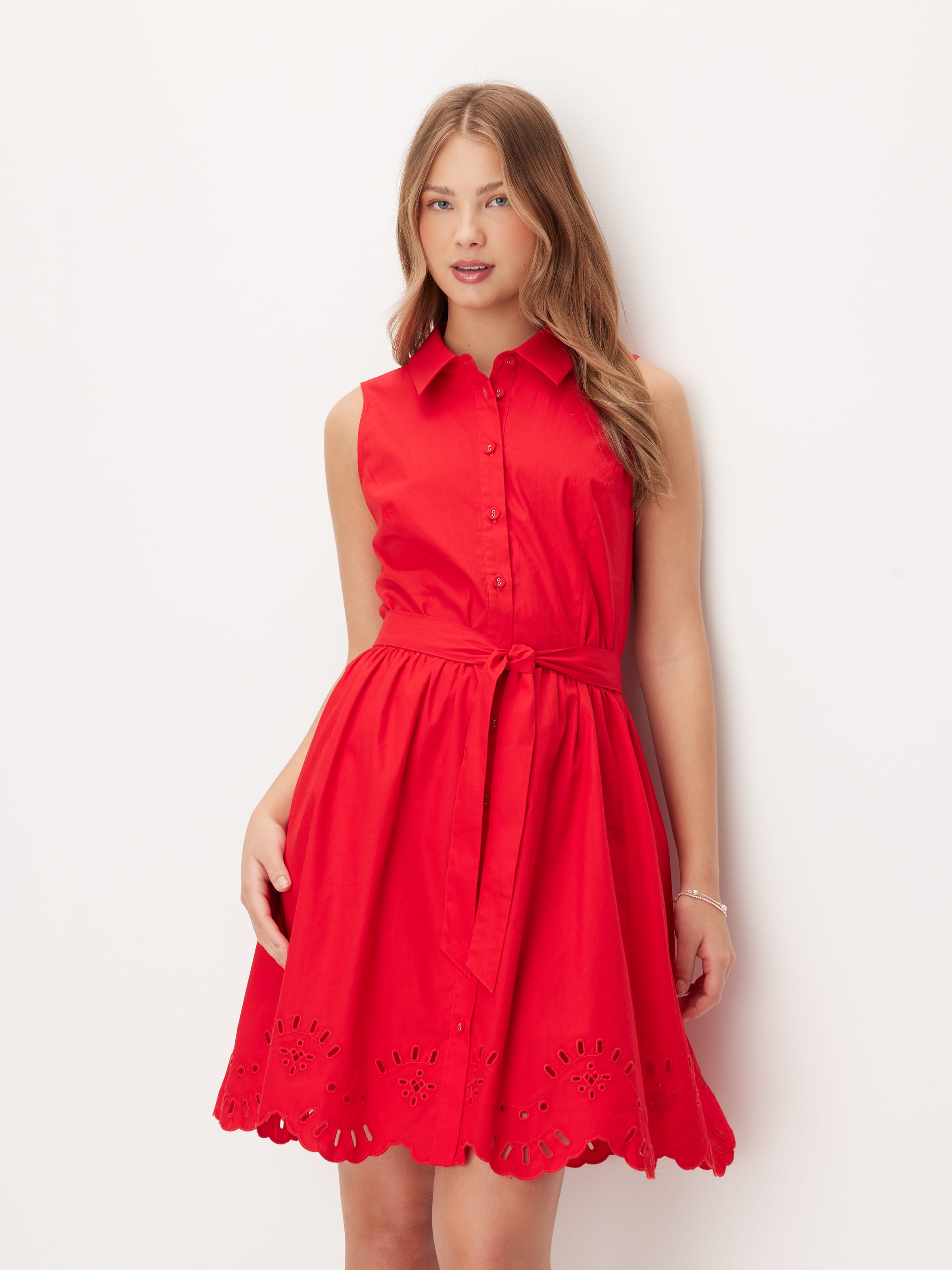 Chloe Cutwork Mini Dress Red - Dotti Online