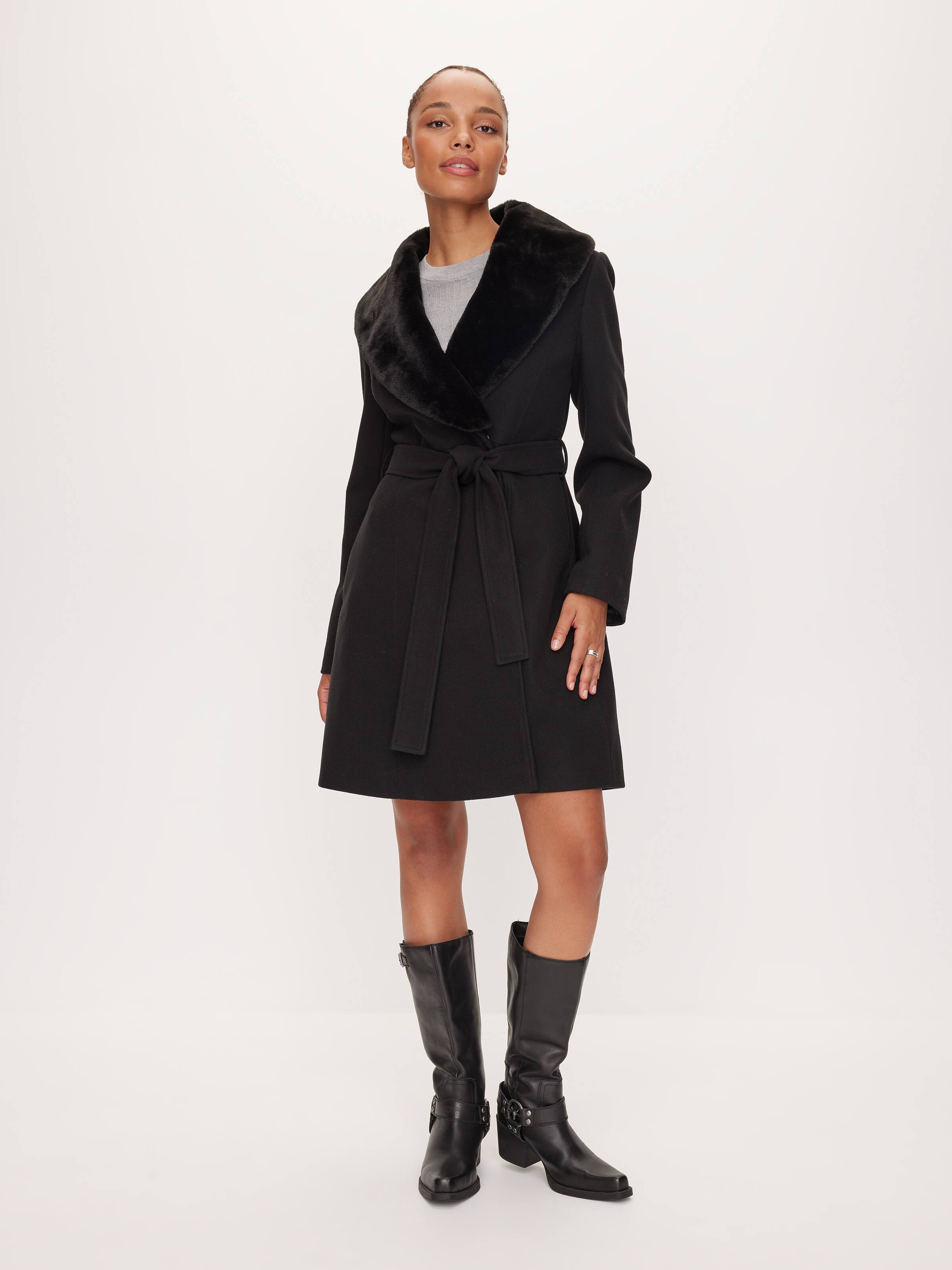 Stockholm Faux Fur Collar Coat - Dotti Online