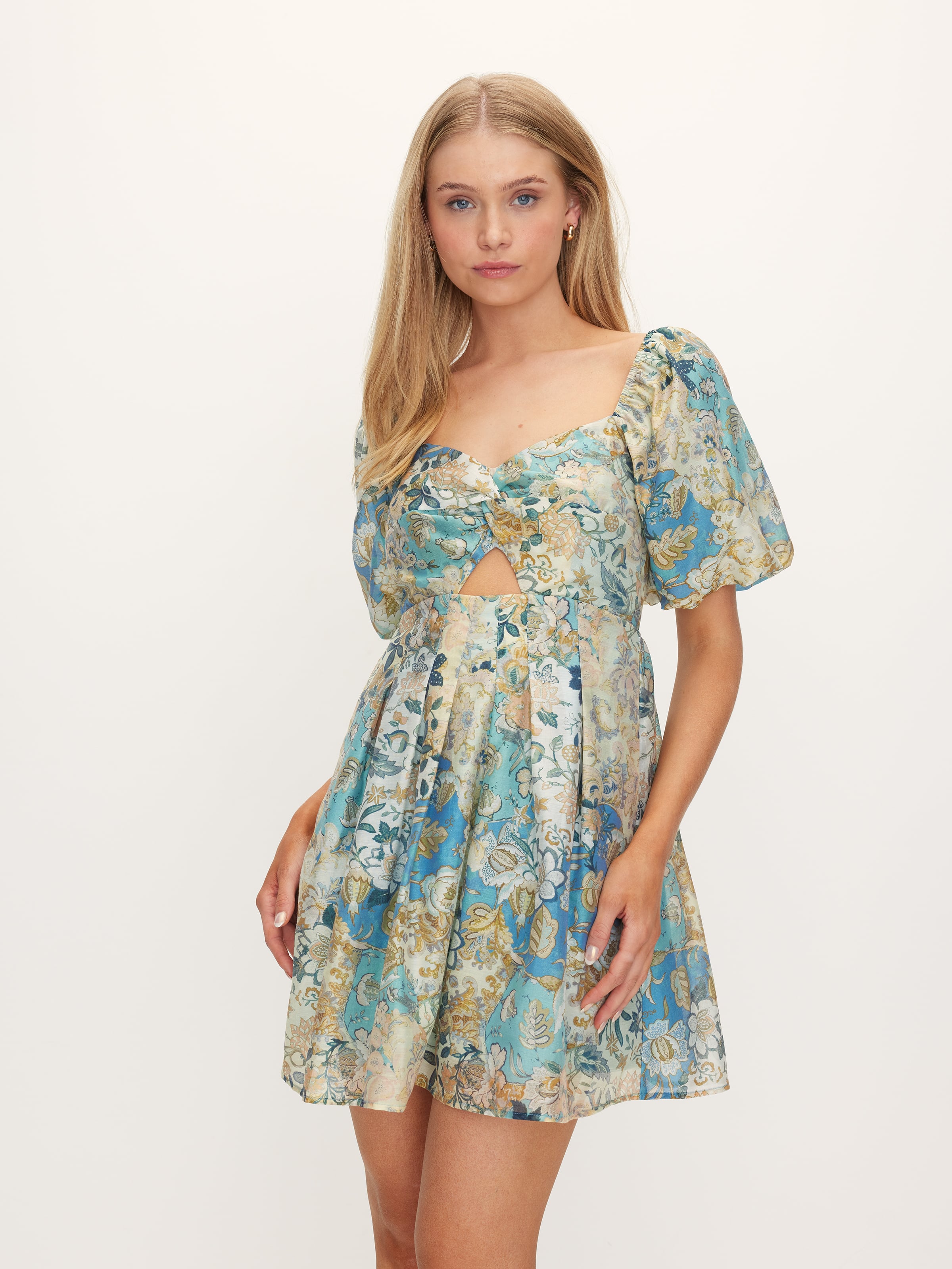Lucia Puff Sleeve Mini Dress Statement Paisley - Dotti Online