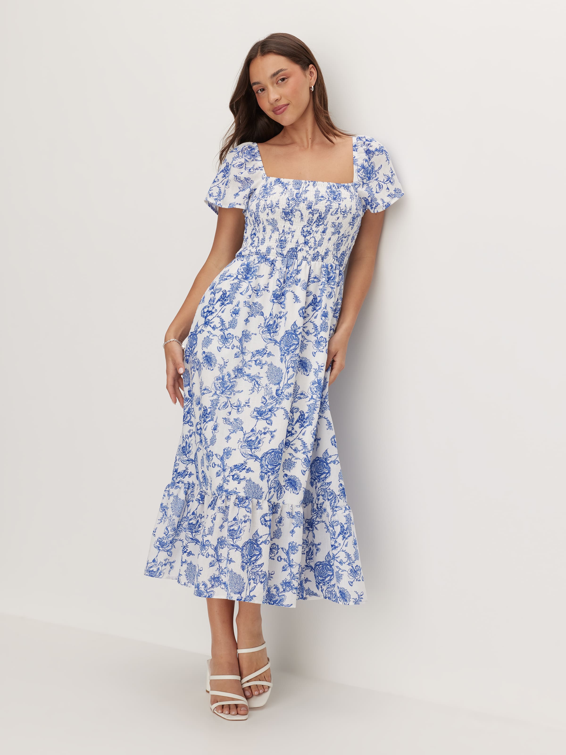 Mirabelle Midi Dress Blue Toile - Dotti Online