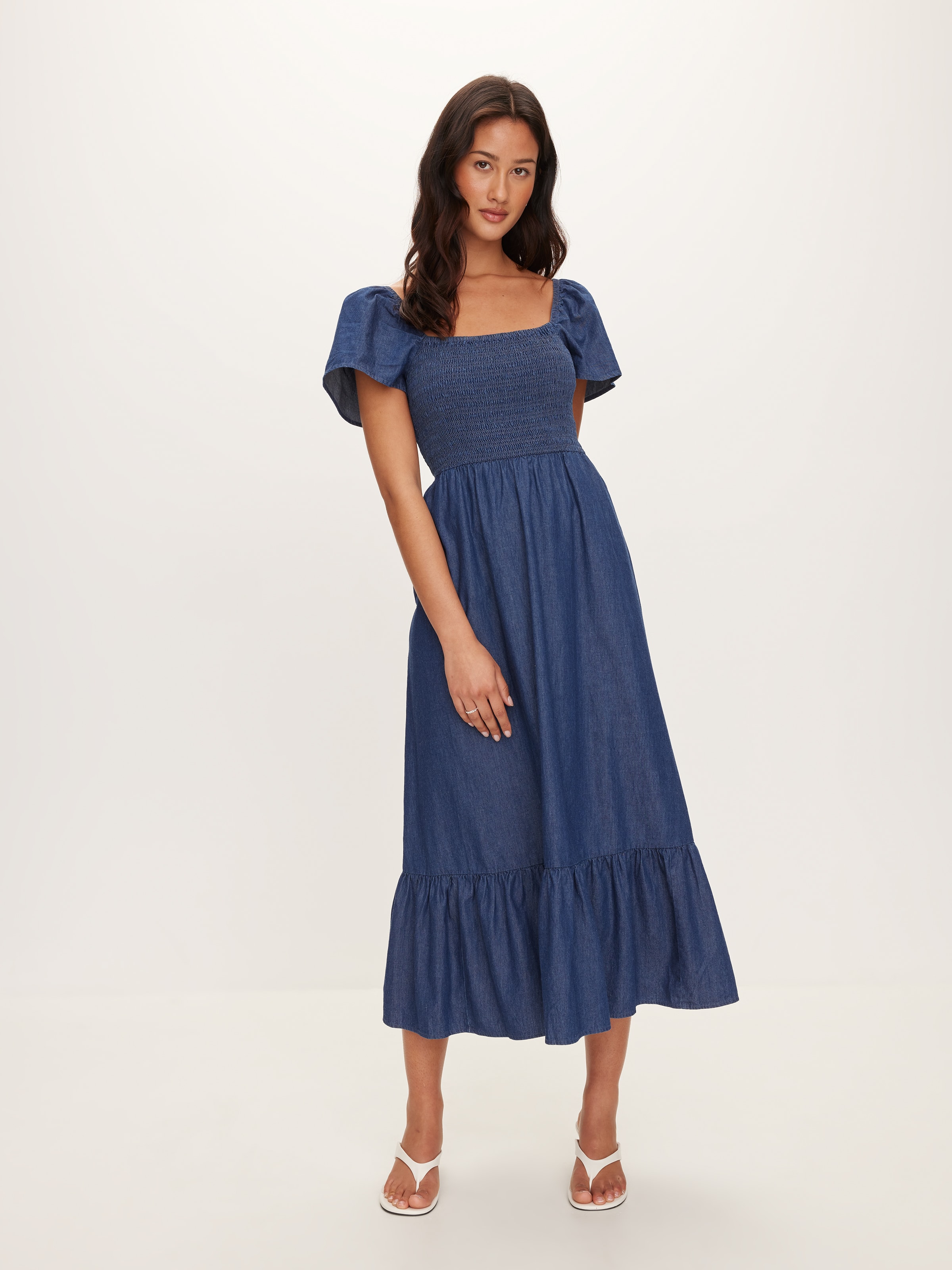 Mirabelle Midi Dress Chambray - Dotti Online