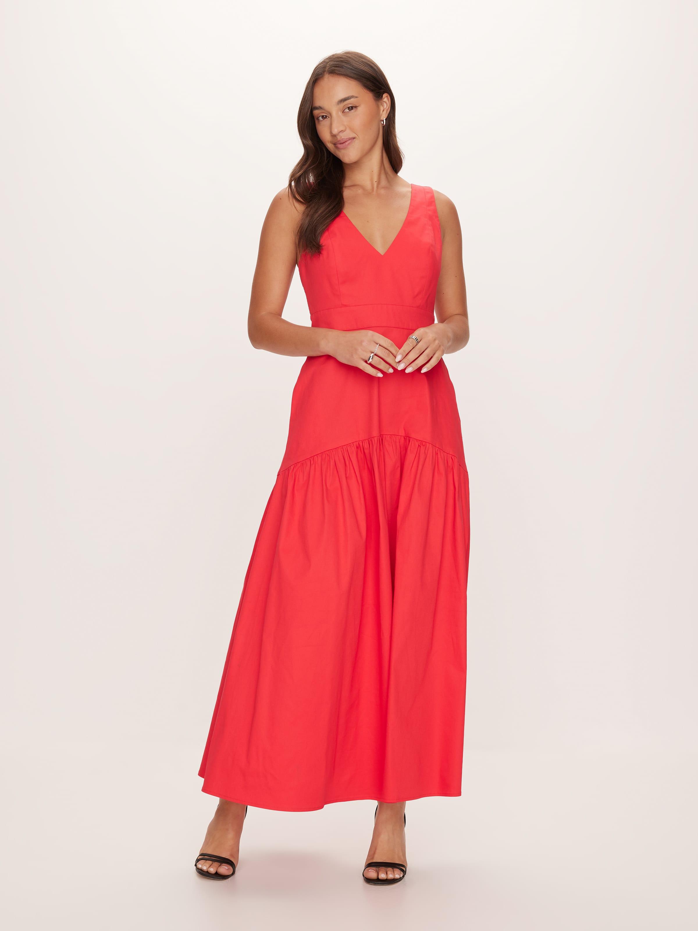 Angelica Midi Dress Red - Dotti Online