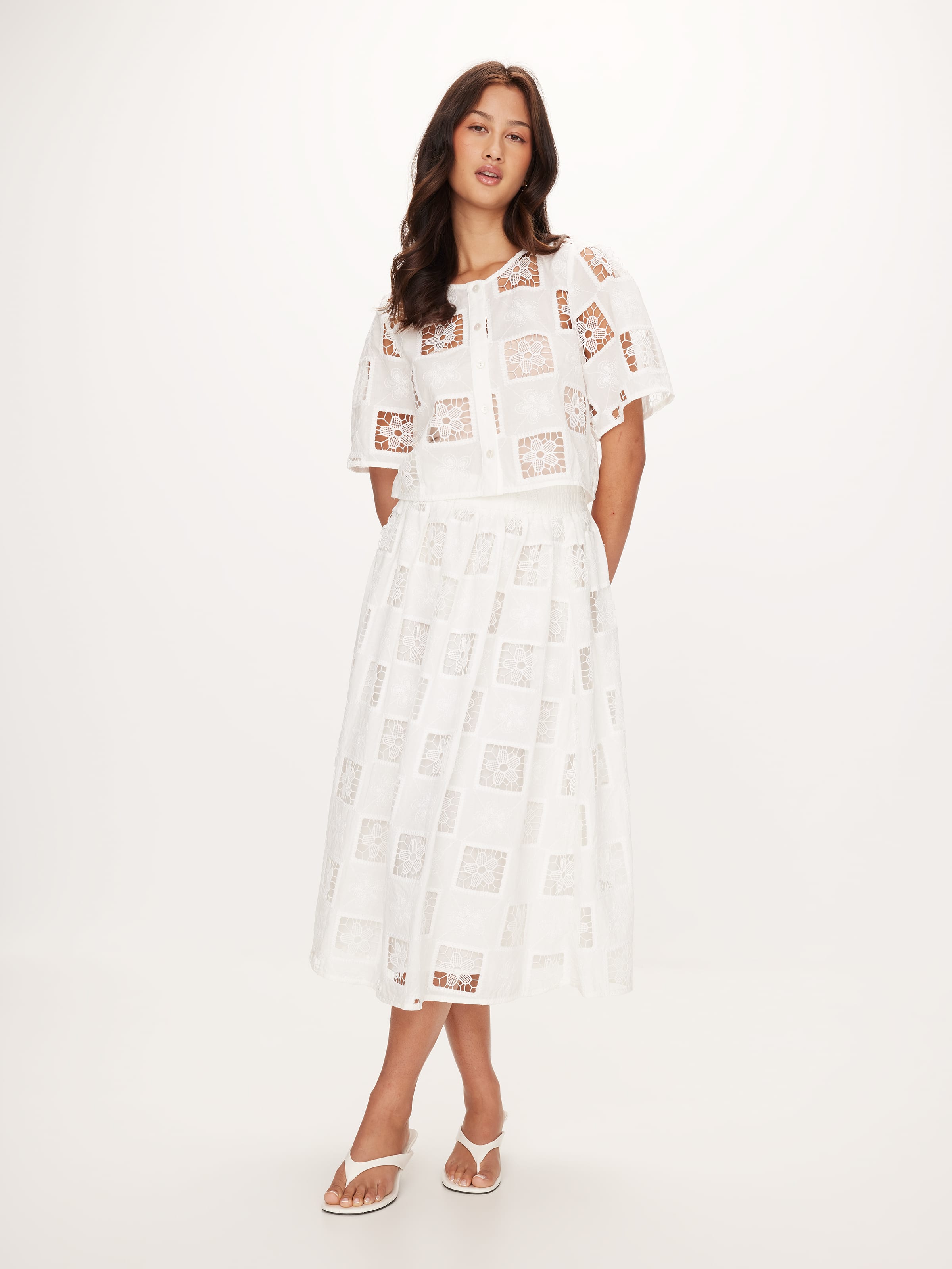 Zanzibar Midi Skirt White - Dotti Online