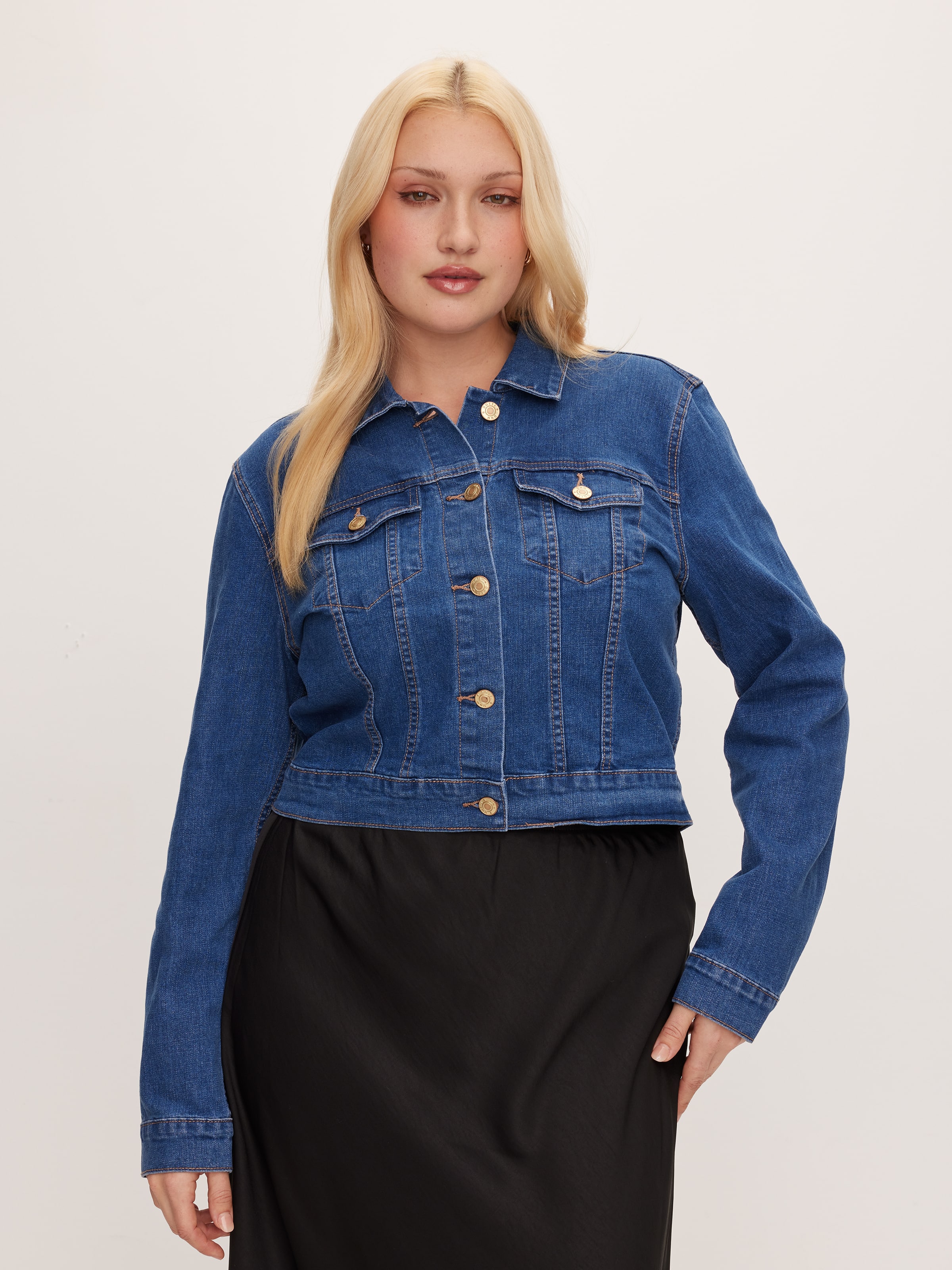 Crop Denim Jacket True Blue - Dotti Online