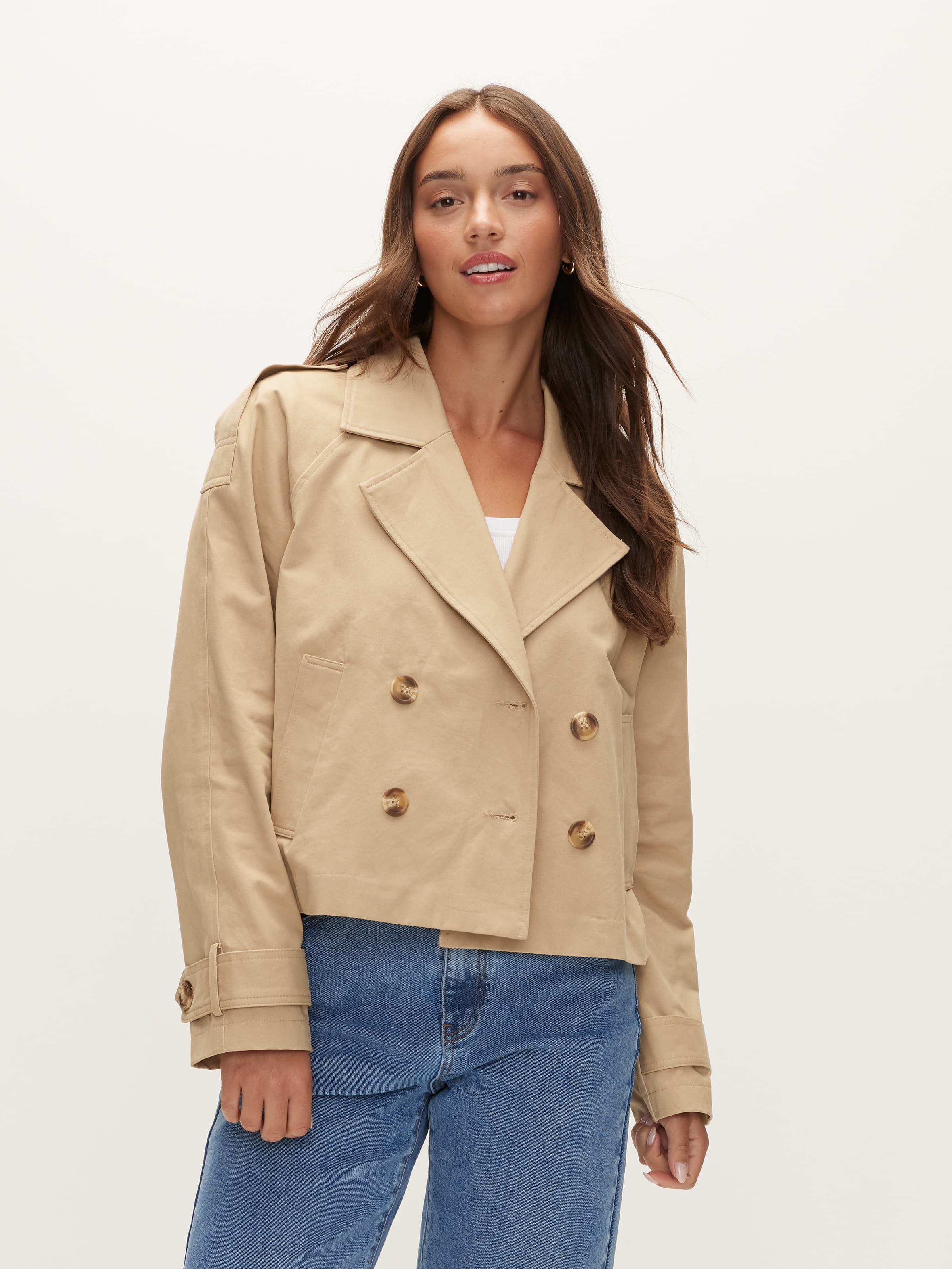 Amelie Cropped Trench Camel - Dotti Online