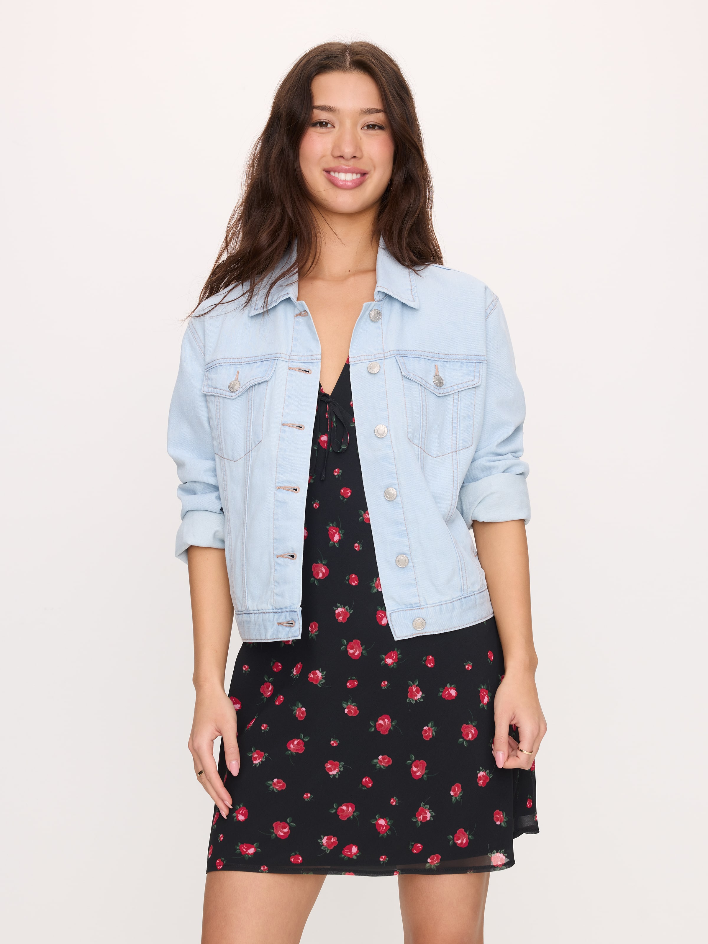 Scarlett Light Weight Denim Jacket Bleach - Dotti Online