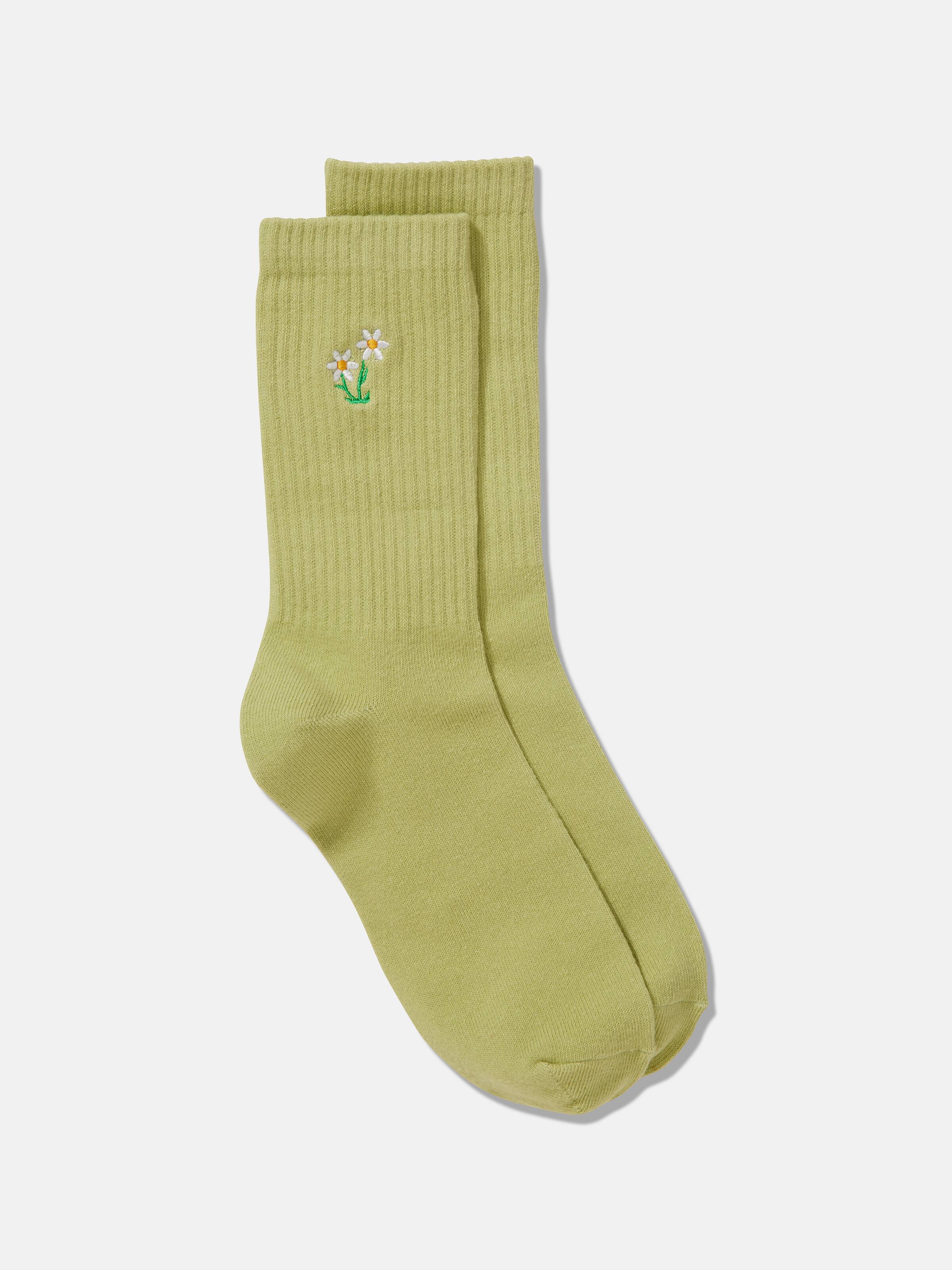 Embroidered Crew Sock - Dotti Online